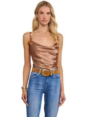 L'Agence Lux Silk Buckle-strap Camisole - Hazelnut