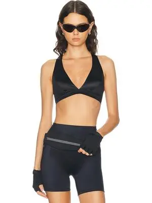 NIKESKIMS Shine Halter Neck Bra In Black - Obsidian