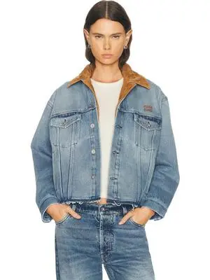 Miu Miu Denim Pelle Jacket - Azzurro