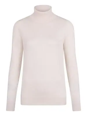 PAUL JAMES KNITWEAR Ultra Fine Cotton Roll Neck Long Sleeve Jumper - White
