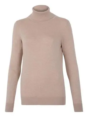 PAUL JAMES KNITWEAR Ultra Fine Cotton Terri Roll Neck Long Sleeve Jumper - Brown