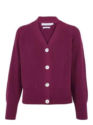 PAUL JAMES KNITWEAR Cotton Tilda Oversized V-neck Cardigan - Red