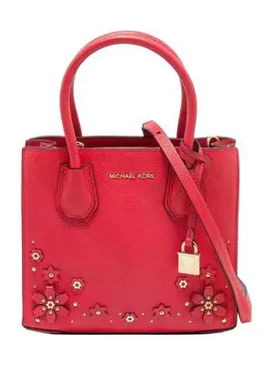 Michael Kors Mercer Floral Embellished Tote Bag - Red