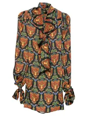 Farm Rio Boho Animal-pattern Mini Dress - Black
