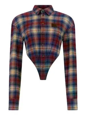 Dsquared2 Deep-cut Flannel Shirt - Red