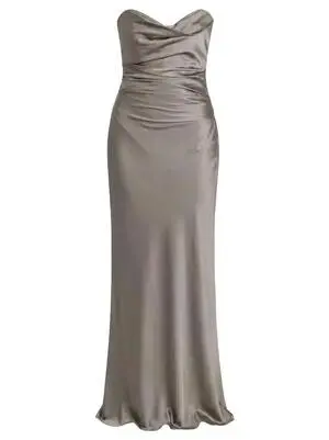 THE SEI Cowl-neck Ruched Maxi Gown - Silver