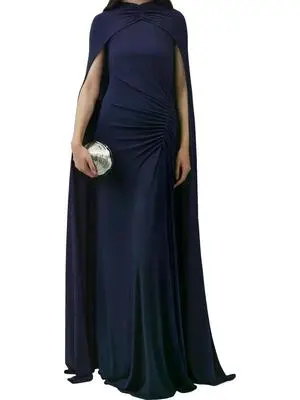Simkhai Ruched Cape Gown - Blue