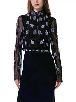 DINA MELWANI Amethyst Embroidered Maxi Dress - Black