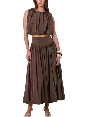 NICHOLAS Nadira Chocolate Gathered Top - Brown