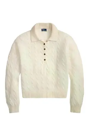 Polo Ralph Lauren Cable Knit Polo Sweater - Neutrals