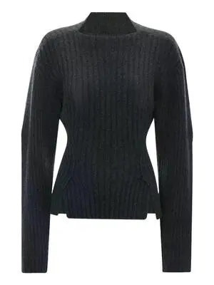 Victoria Beckham Ribbed Merino Wool Sweater - Grey