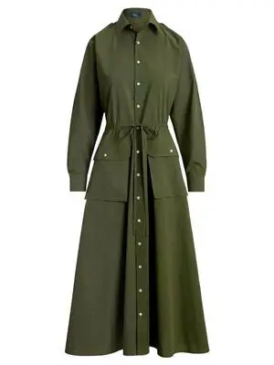POLO RALPH LAUREN Polo Ralph Lauren Green Midi Dress With Drawstring Waist