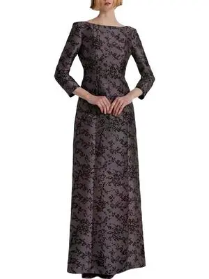 Alberta Ferretti Floral Print Maxi Dress - Grey