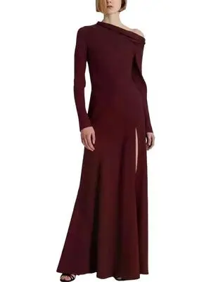 Alberta Ferretti Off-shoulder Side-slit Maxi Dress - Red