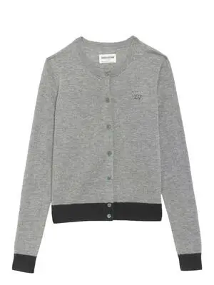 Zadig&Voltaire Missya Embroidered Cashmere Cardigan - Grey