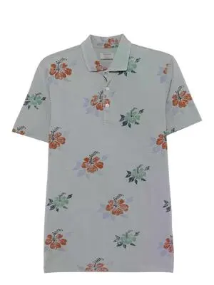 GRAN SASSO Floral-print Polo Shirt - Grey
