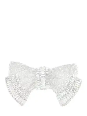 Judith Leiber Crystal Embellished Bow Clutch Bag - Silver