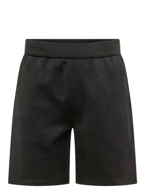 Givenchy Logo Embroidered Herringbone Shorts - Black