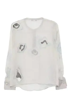 Emporio Armani Printed Silk Blouse - Grey