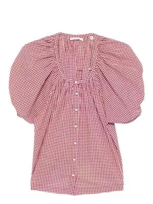 DÔEN June Blouse /white Check - Red