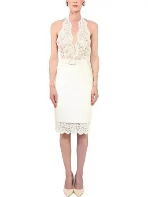ROWEN ROSE Lace-trim Vinyl Skirt - Neutrals