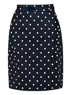 ROWEN ROSE Polka-dot Belted Skirt - Blue