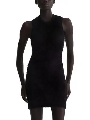 MUGLER Brushed Knit Sleeveless Mini Dress - Black