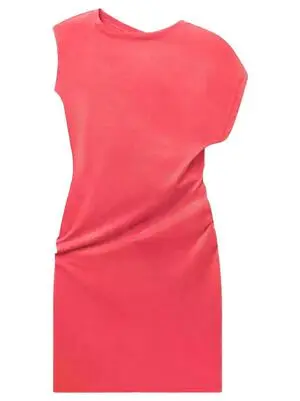 AGOLDE Beth Ruched Sleeveless Mini Dress - Red