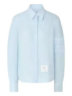 Thom Browne 4-bar Linen Shirt - Blue