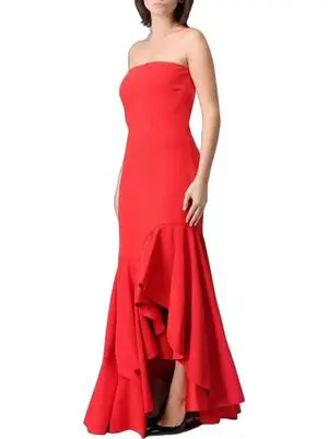 Solace London Hani Ruffled Strapless Dress - Red
