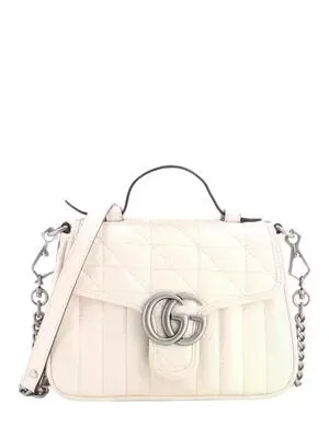 Gucci Gg Marmont Top Handle Flap Bag - Neutrals