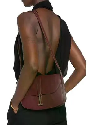 TOM FORD T-clasp Grained Leather Shoulder Bag - Red