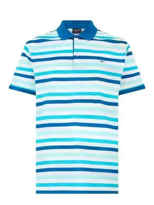 Paul & Shark Striped Cotton Polo Shirt - Blue