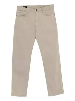 Emporio Armani Five-pocket Jeans With Logo Plaque - Neutrals