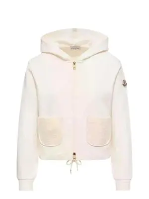 Moncler Logo Patch Zip-up Hoodie - Neutrals