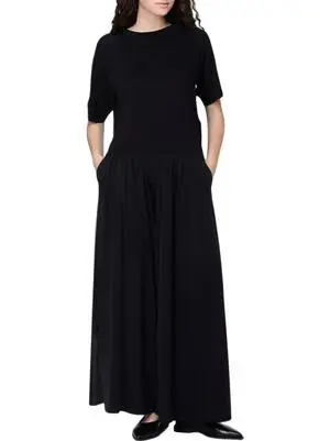 Max Mara Jersey Pleated Wide-leg Trousers - Black