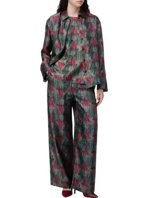 Max Mara Abstract Print Short Sleeve Top - Grey
