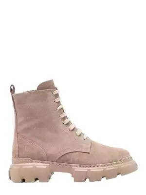 SERGIO MORETTI FIRENZE Beige Suede Combat Boots - Neutrals