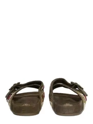 BAZISZT Basziszt Floral Embroidered Raffia Sandals - Neutrals