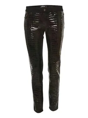 Just Cavalli Snakeskin-pattern Jersey Trousers - Black
