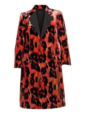 R13 Leopard Print Single-breasted Coat - Red