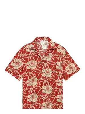 Drole De Monsieur Hibiscus-monogram Print Shirt - Red
