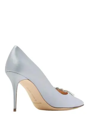 Manolo Blahnik Nadira Crystal-embellished Satin Pumps - Blue