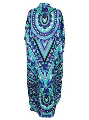 Emilio Pucci Geometric Print Silk Maxi Dress - Blue