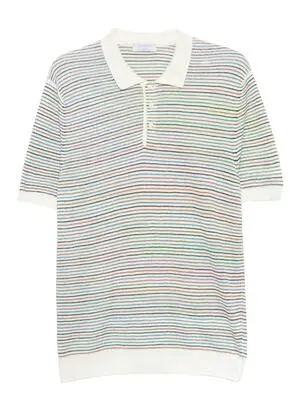 GRAN SASSO Striped Short-sleeve Polo Shirt - Neutrals
