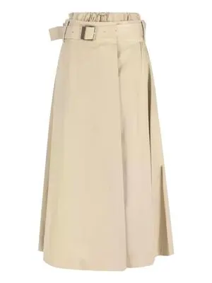 Loewe Belted Pleated Midi Skirt - Neutrals