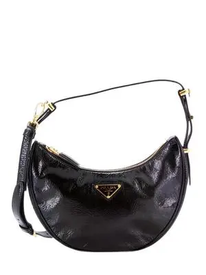 Prada Arqué Half Moon Vernice Small Hobo Bag - Black