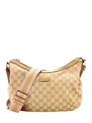 Gucci Gucci GG Canvas Leather Medium Messenger Bag Gold