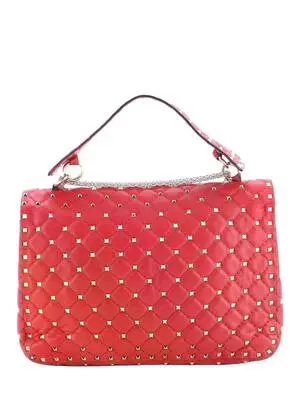 Valentino Garavani Valentino Garavani Rockstud Spike Flap Quilted Leather Shoulder Bag Red