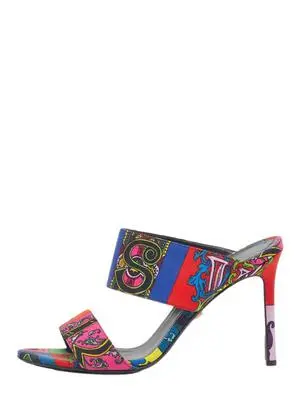 Versace Baroque Print Heeled Sandals - Red